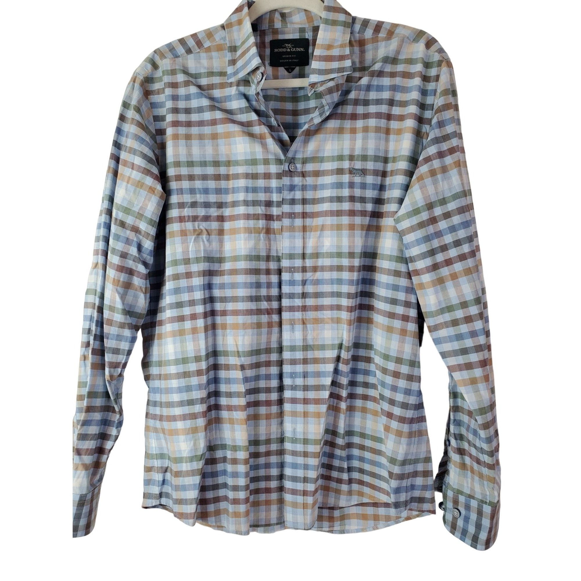 Rodd & Gunn Rodd & Gunn Mens Large Blue Cotton Shirt LS Shirt Checkered ...