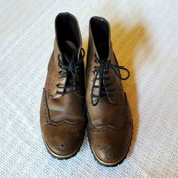 Vintage Hudson Simpson Unisex Tan Brogue Wingtip Ankle Chukka Tie Sz ...