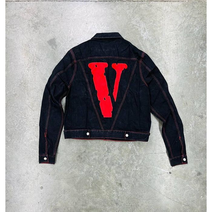 Vlone Vlone Friends Denim Jacket - Black/Red - Medium | Grailed