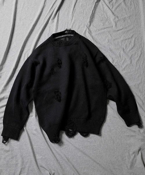 Number (N)ine Number nine ASID WASH RIPPED knit sweater crush | Grailed