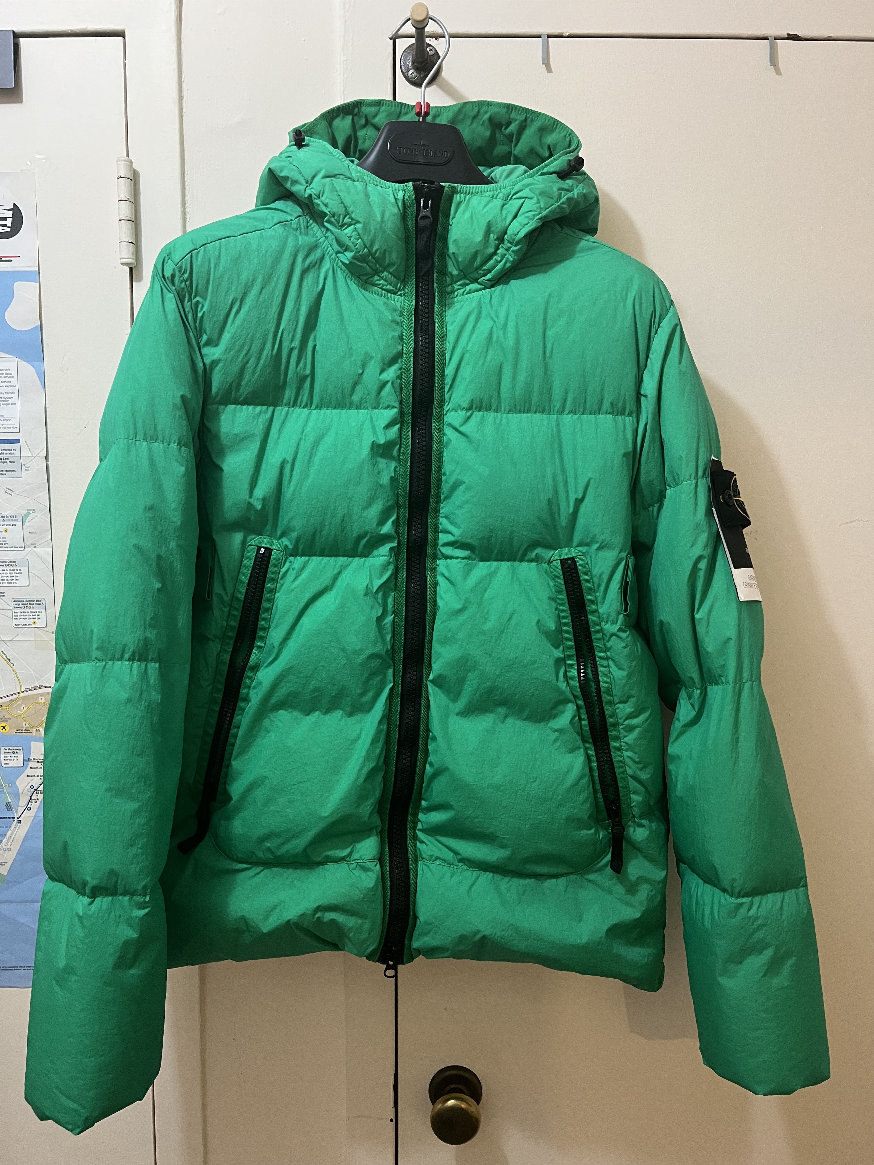 Stone Island Green Down Garment-Dyed Crinkle Reps NY DOWN-TC Jacket ...