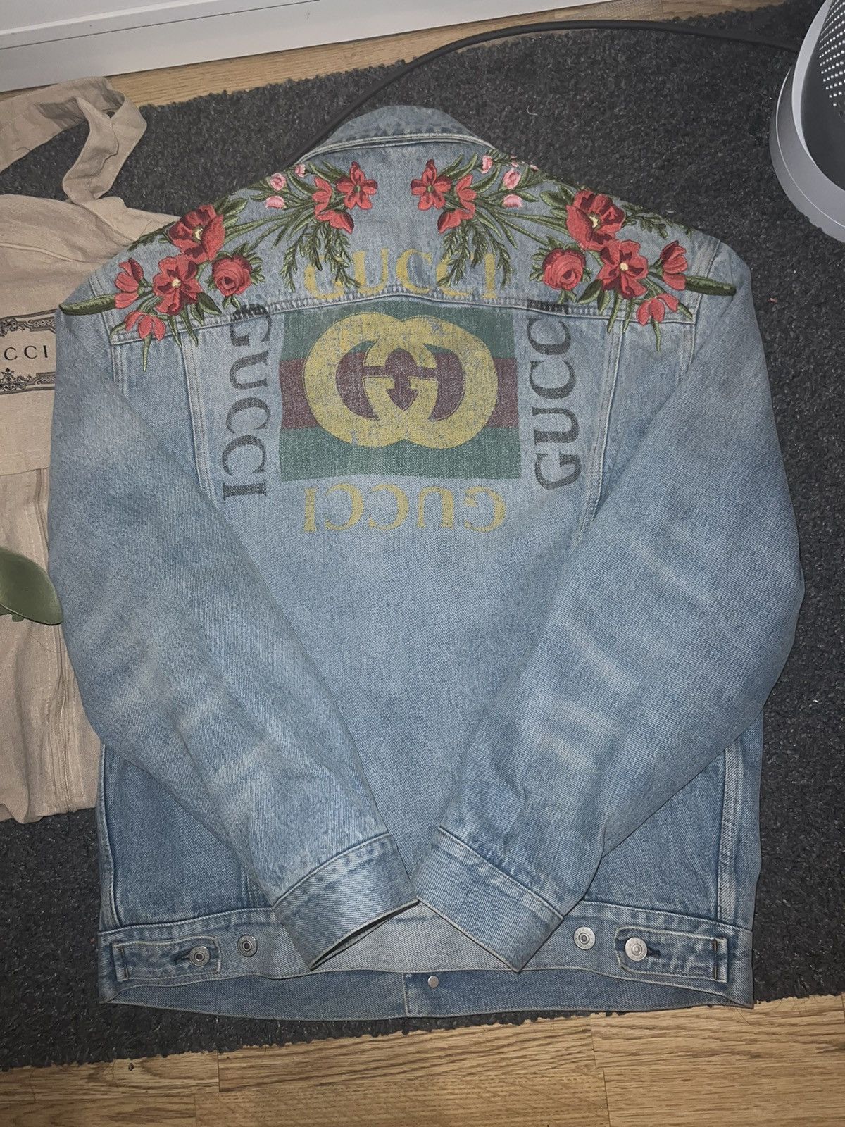 Gucci Gucci denim jacket embroidered logo | Grailed