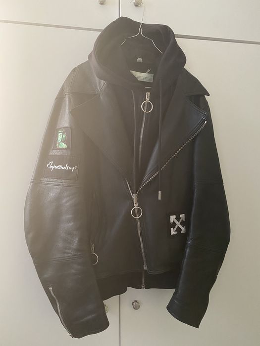 Off-White Off-White Leather Hooded Jacket | Grailed
