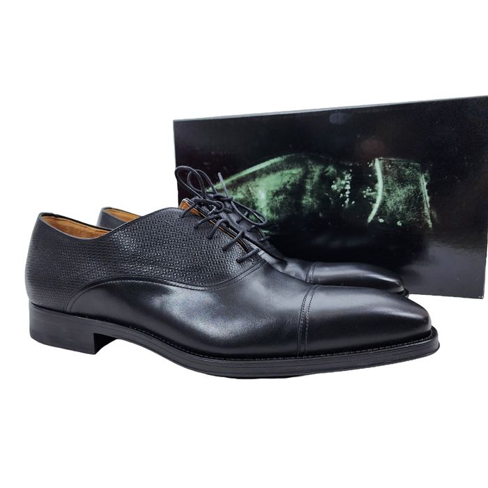 Magnanni NEW Magnanni Boltanned Leather Cap Toe Oxford Shoes Black 13 ...