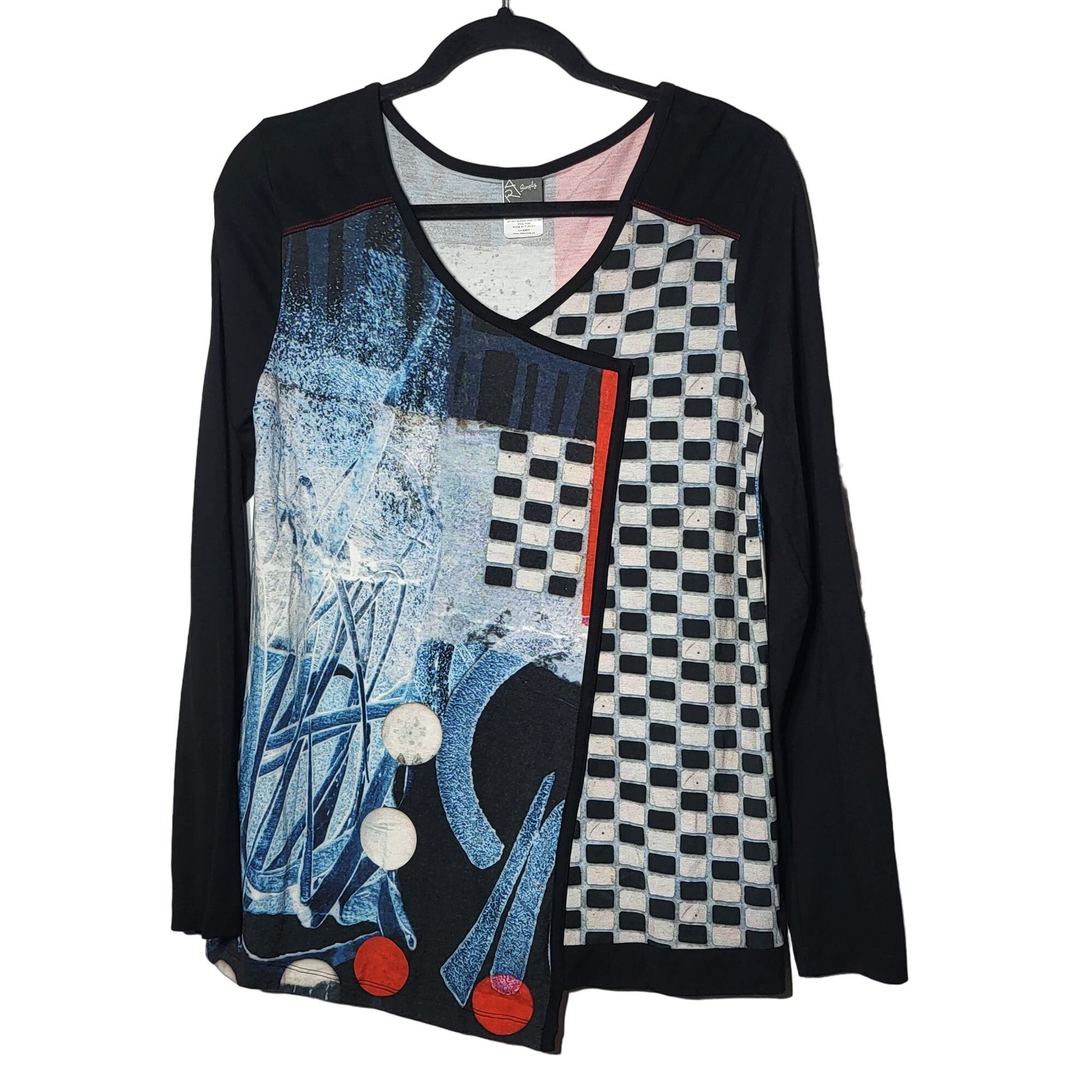 Other Simply Art by Dolcezza Women's Abstract Long Sleeve Blouse L ...