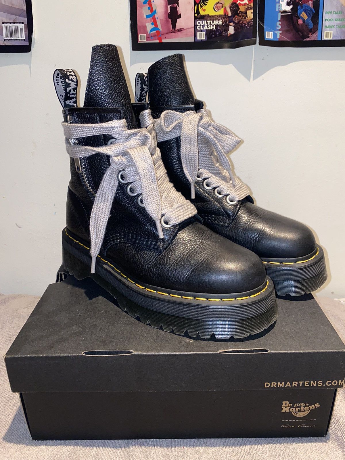 Rick Owens RICK OWENS x DOC MARTENS Quad Sole Jumbo Lace Boot | Grailed