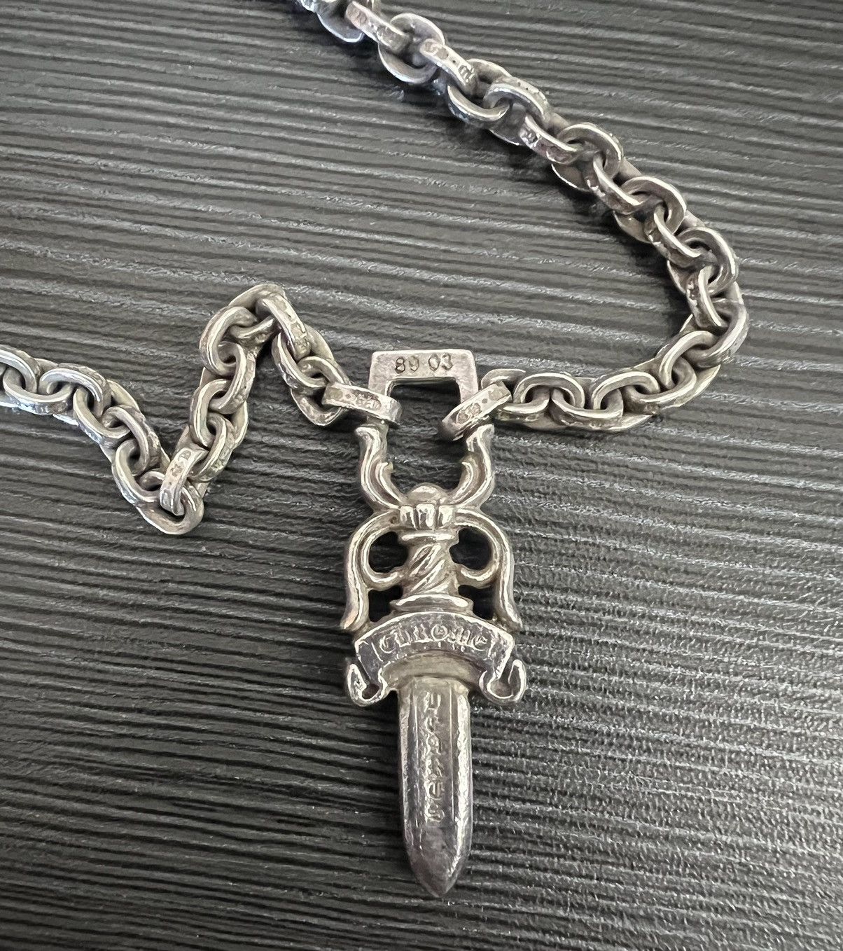 Chrome Hearts Chrome Hearts Paper Chain Necklace and Dagger Pendant ...