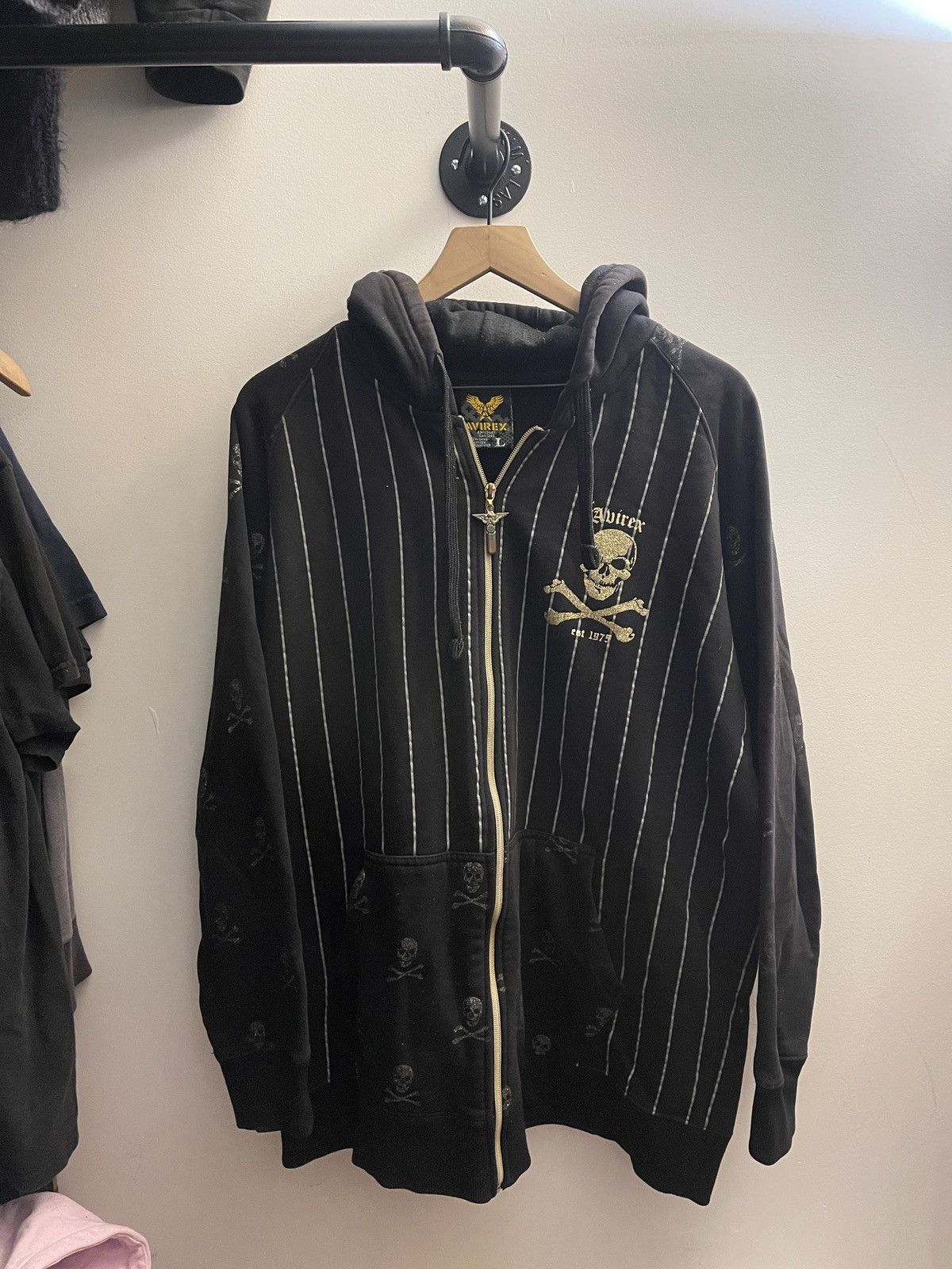 Avirex × Streetwear × Vintage VINTAGE AVIREX Y2K SKULL ZIP UP HOODIE ...
