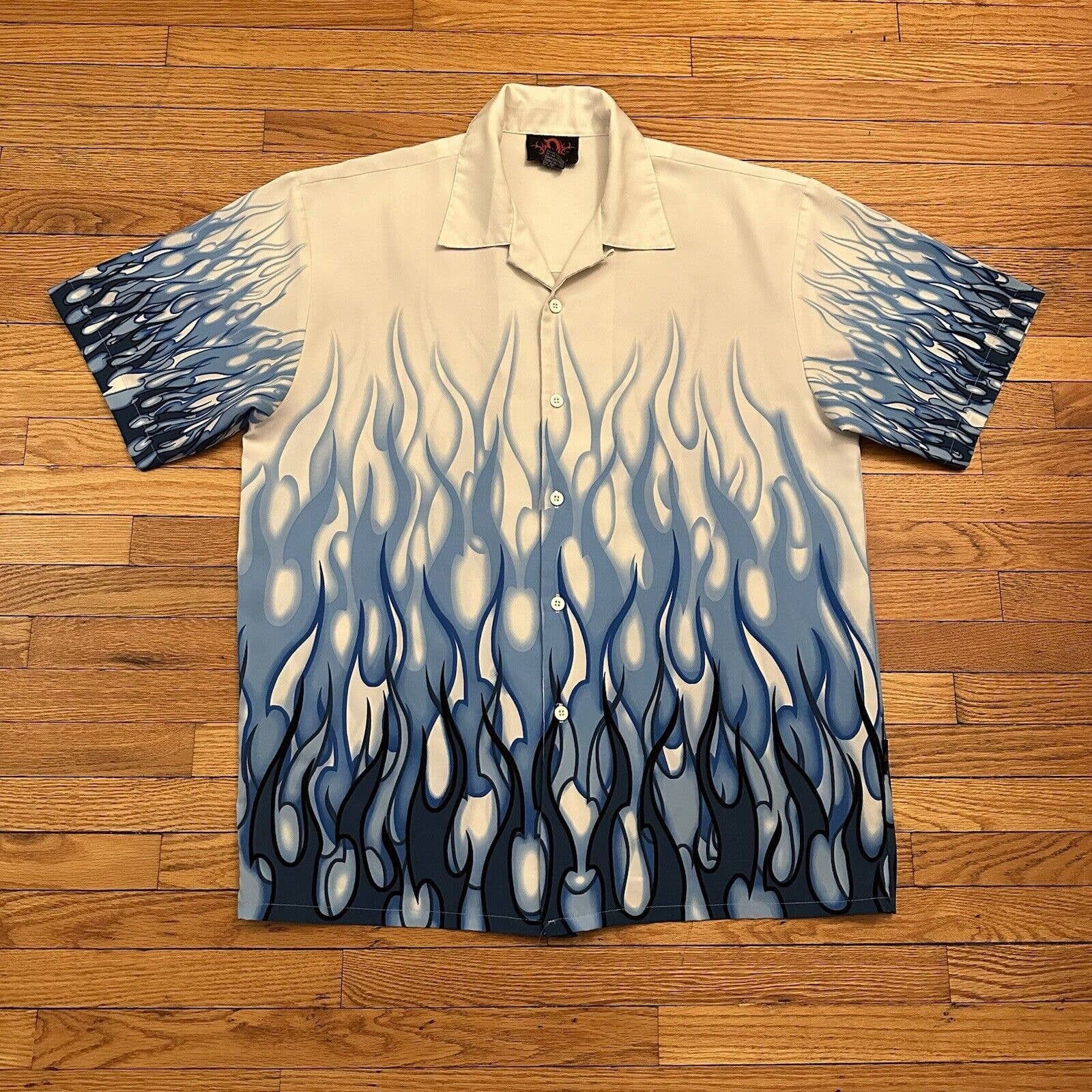 Ed Hardy × Vintage × Von Dutch Vintage Y2K D Clothing Blue Flames Short ...