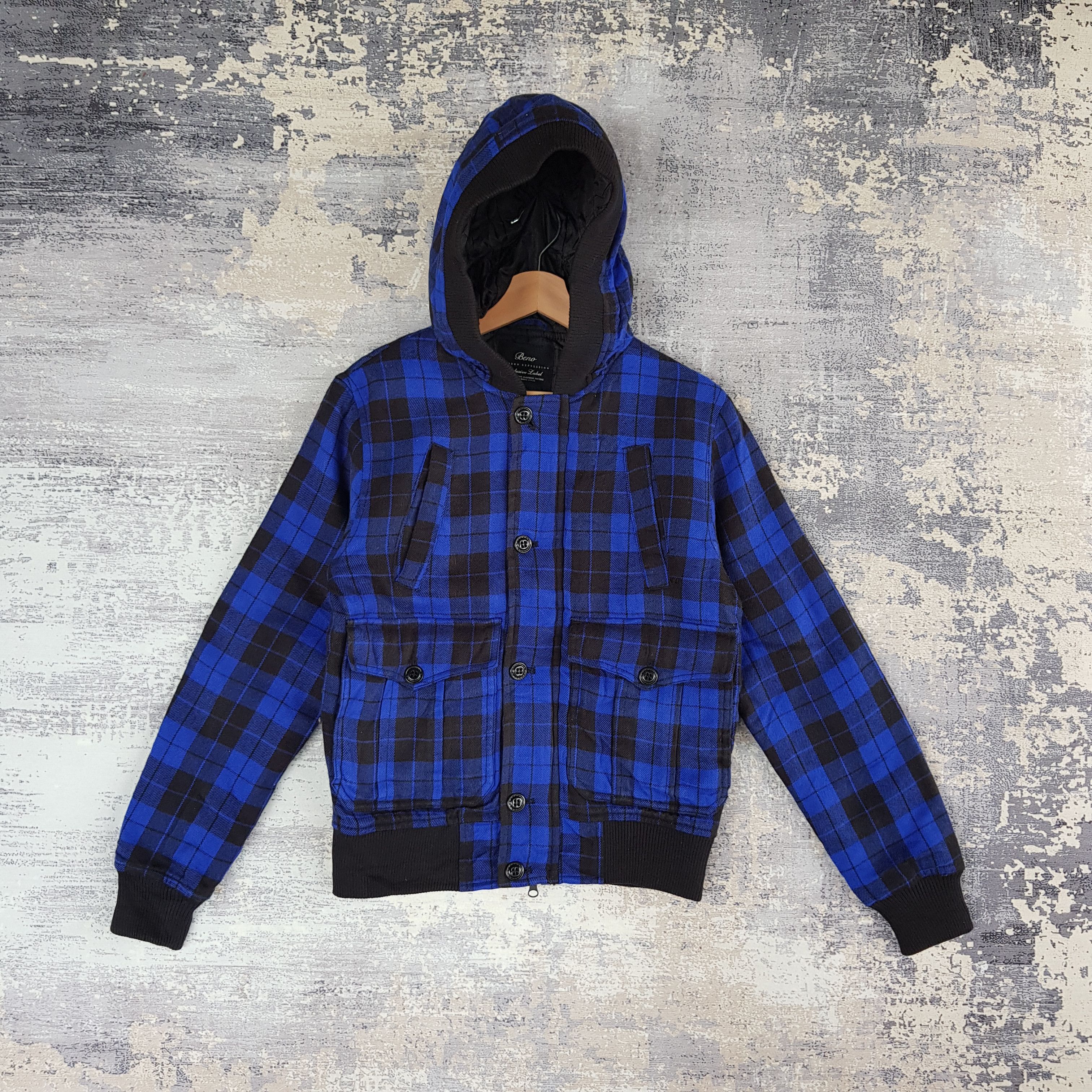 Vintage Japanese Checkered Varsity Jacket Hoodie Wool Jacket | Grailed