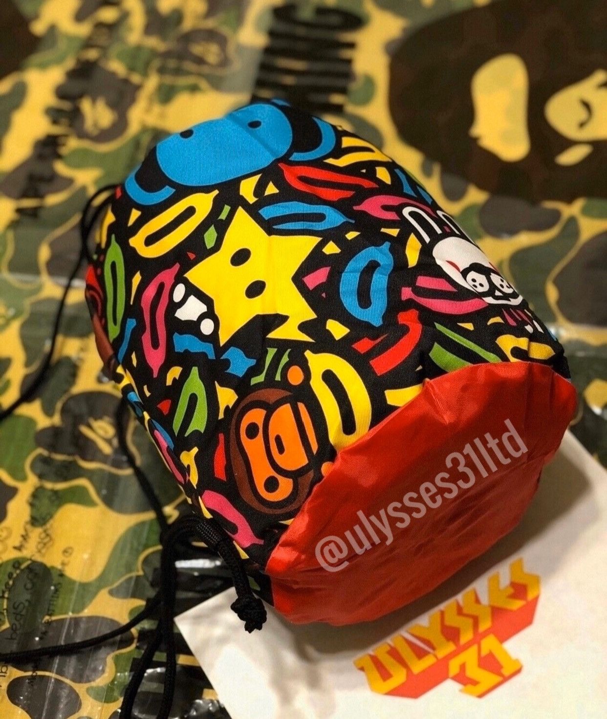 Bape Bape Baby Milo Draw String Backpack | Grailed