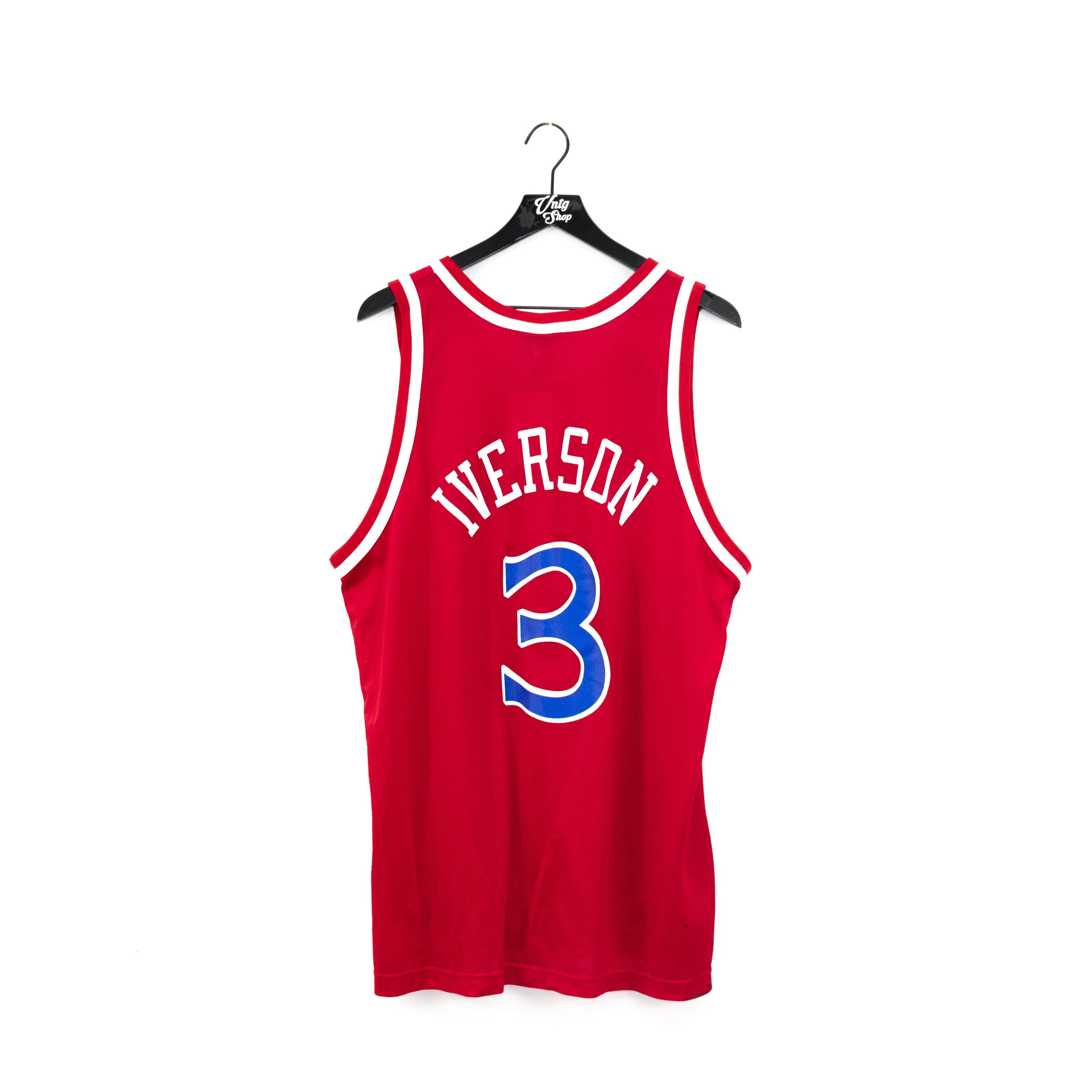 Vintage 90s Champion Philadelphia 76ers Allen Iverson Jersey 48 XL ...