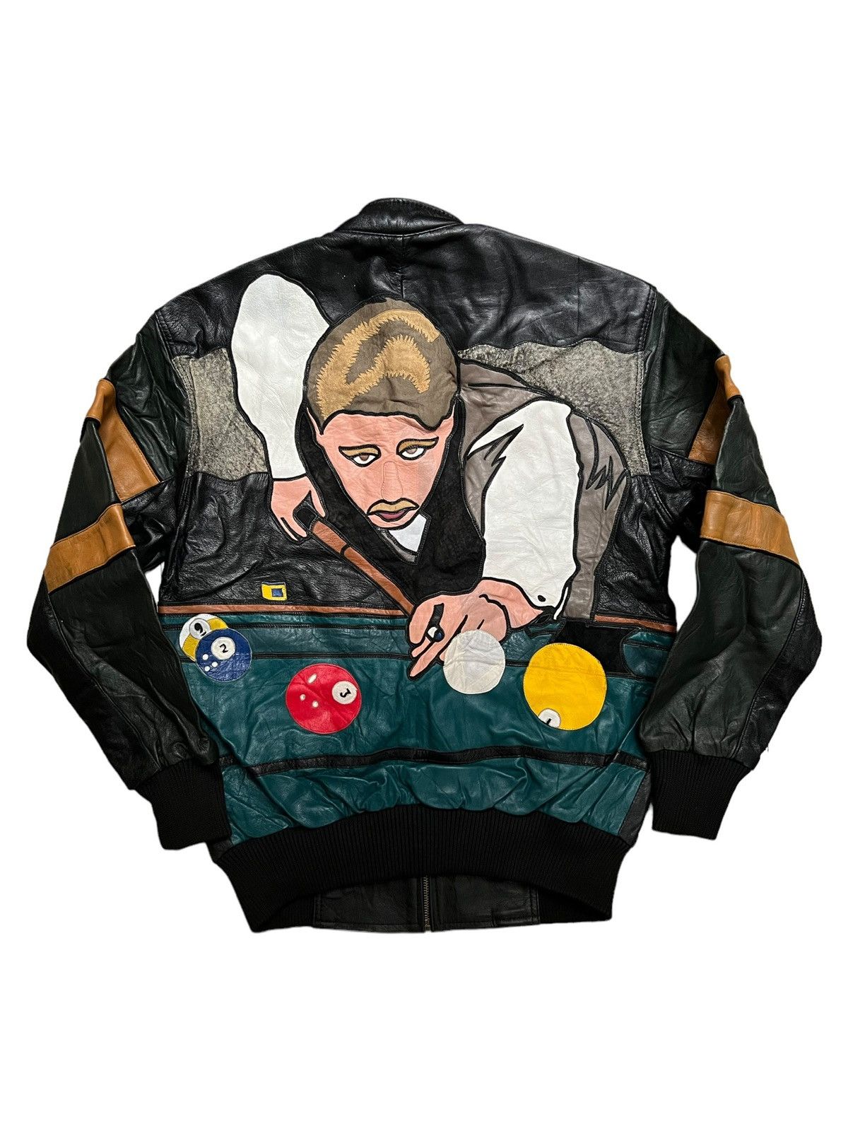 Vintage VERY RARE VINTAGE JACKET BILLIARD DETAIL BY LEATHER PATCHES ...