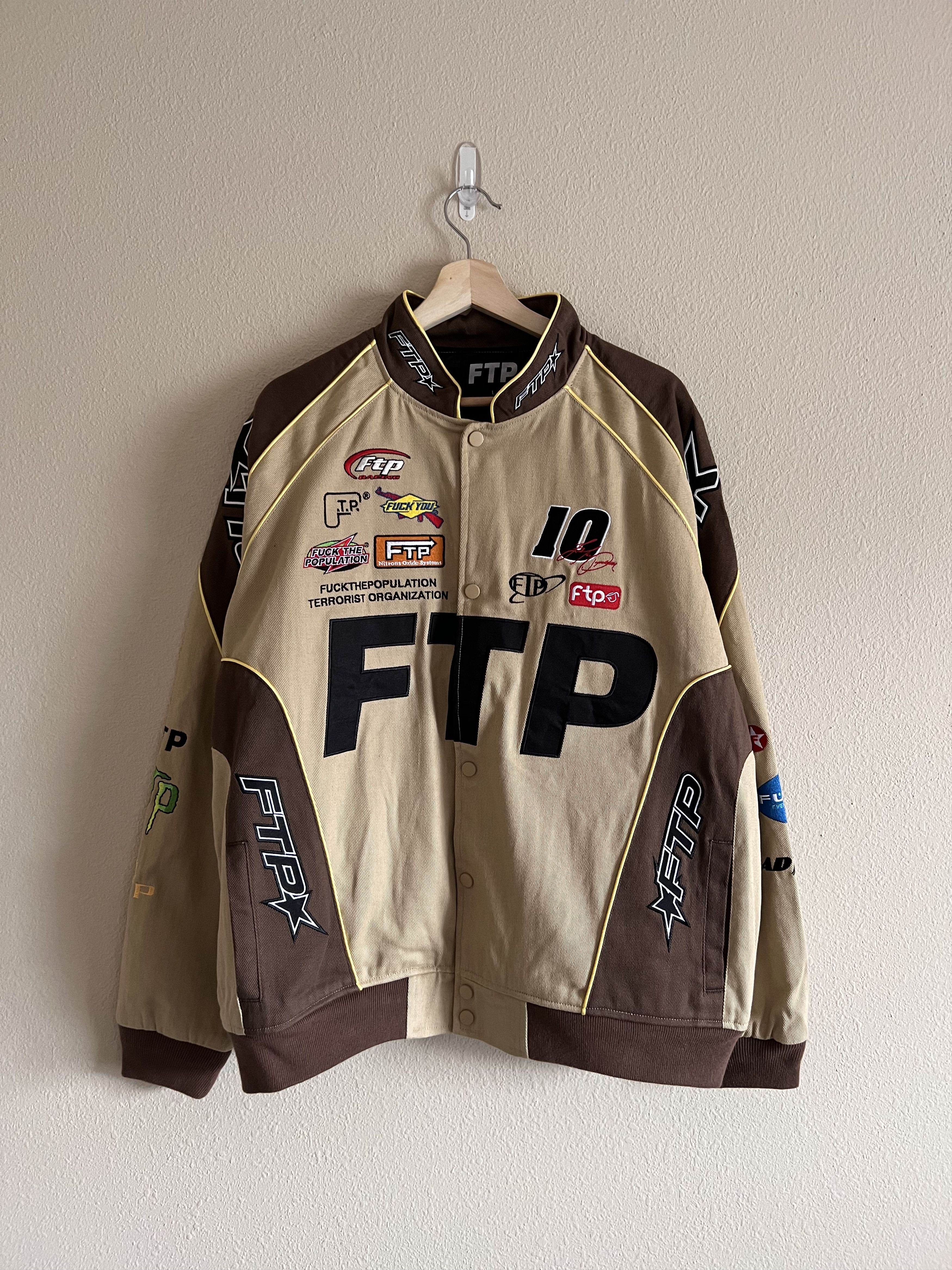 Fuck The Population FTP Pit Crew Jacket in Brown | Grailed