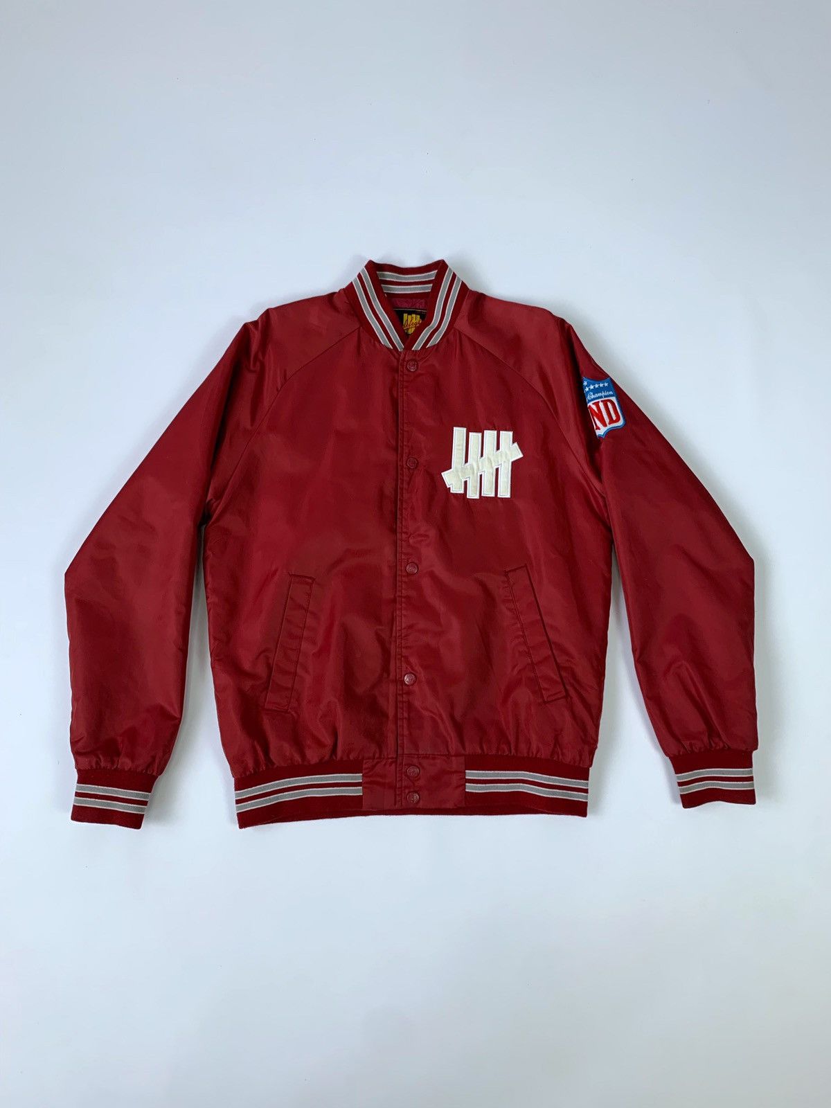 Vintage Undefeated Vintage Burgundy Nylon Back Logo Bomber Jacket | Grailed