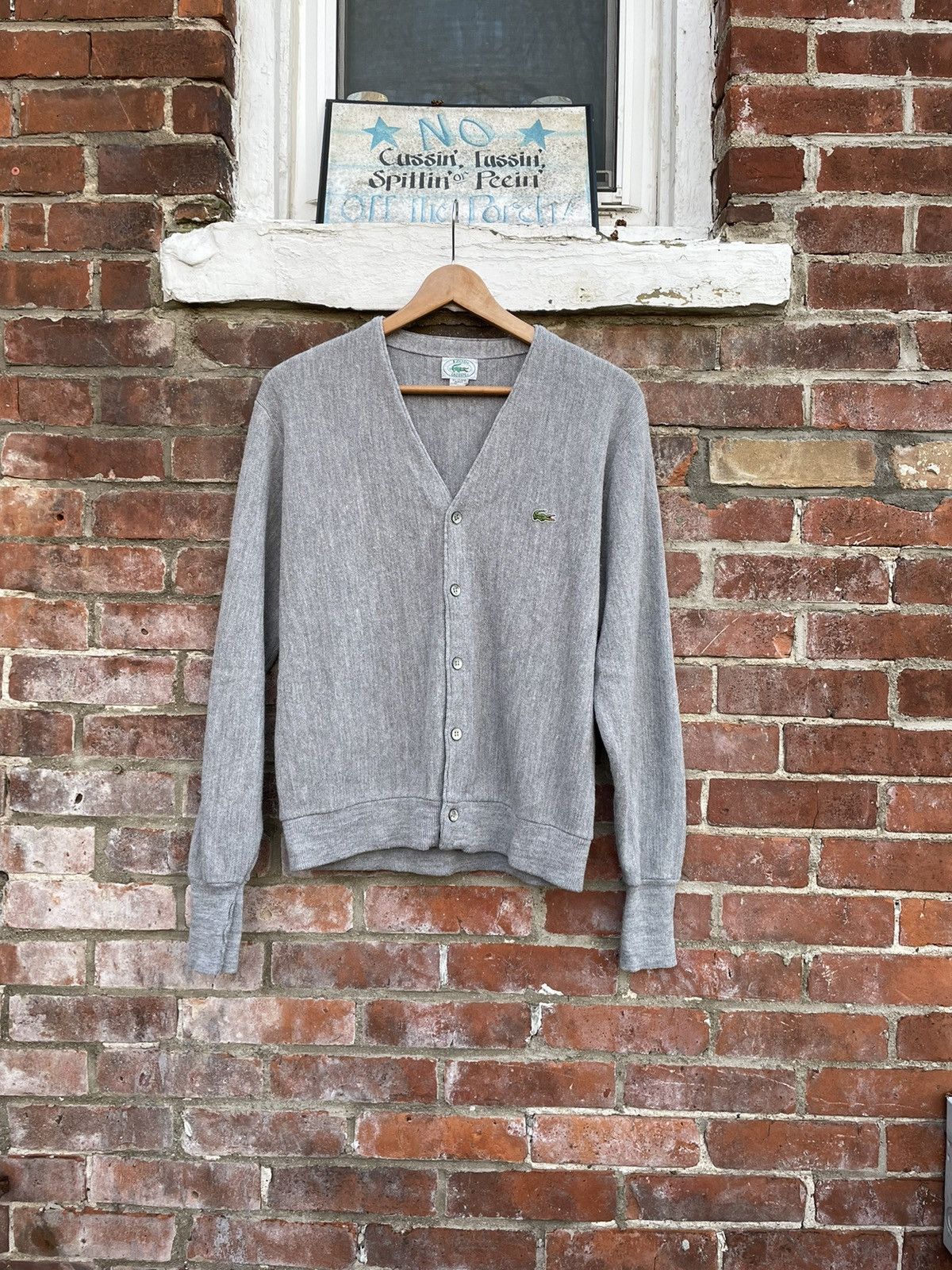 Izod × Lacoste × Vintage Vintage 80s Izod Lacoste Grey Cardigan | Grailed