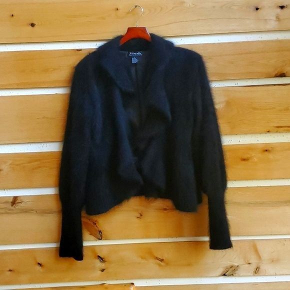 Vintage Venesha Vintage 80's Black Fuzzy Angora Lined Long Sleeve Sz ...