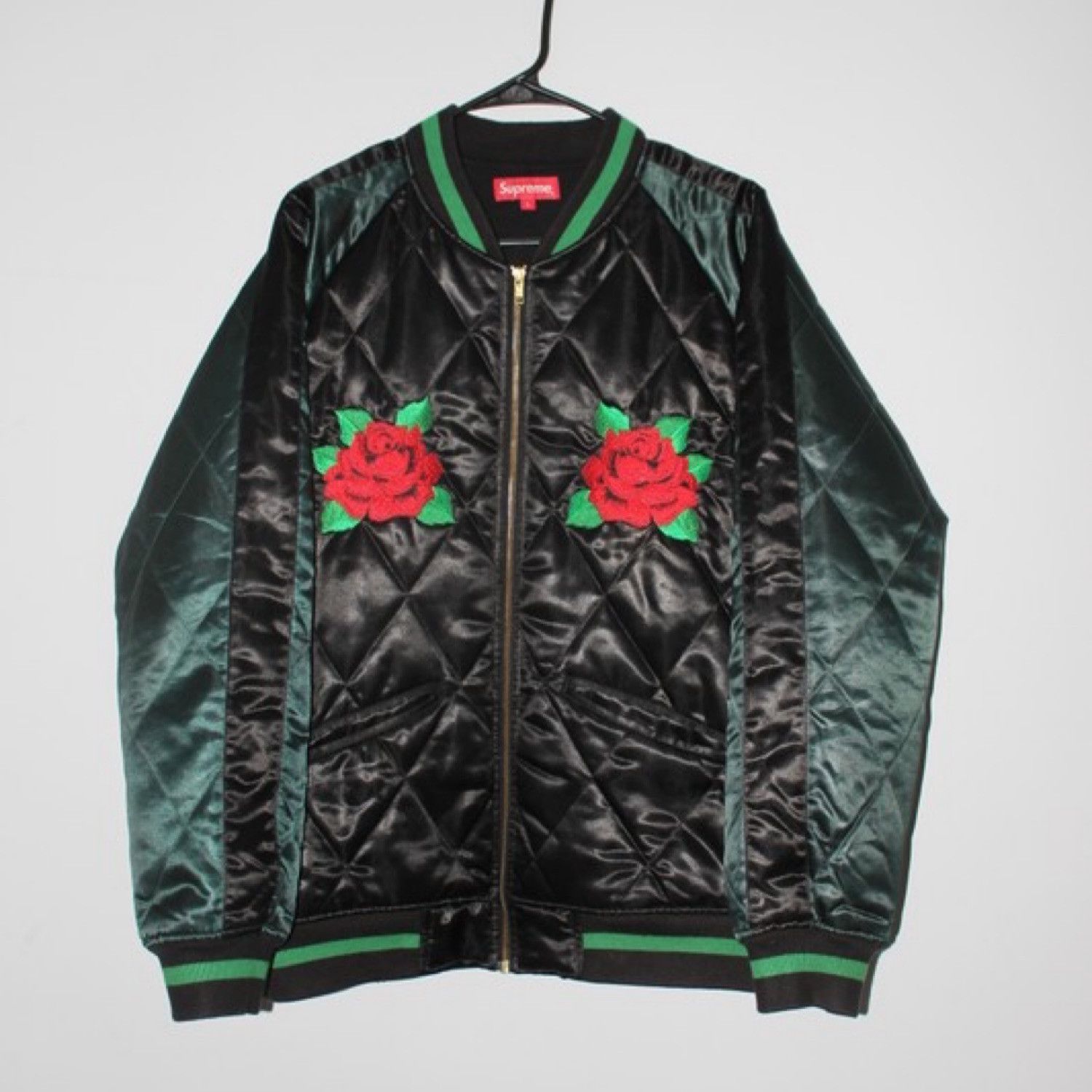 Supreme Satin Quilted Roses Bomber | Grailed