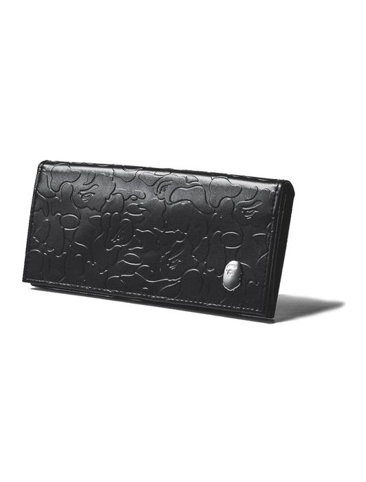 Bape Bape Wallet Embossed Camo Silver Logo Black Vegan Leather - A ...