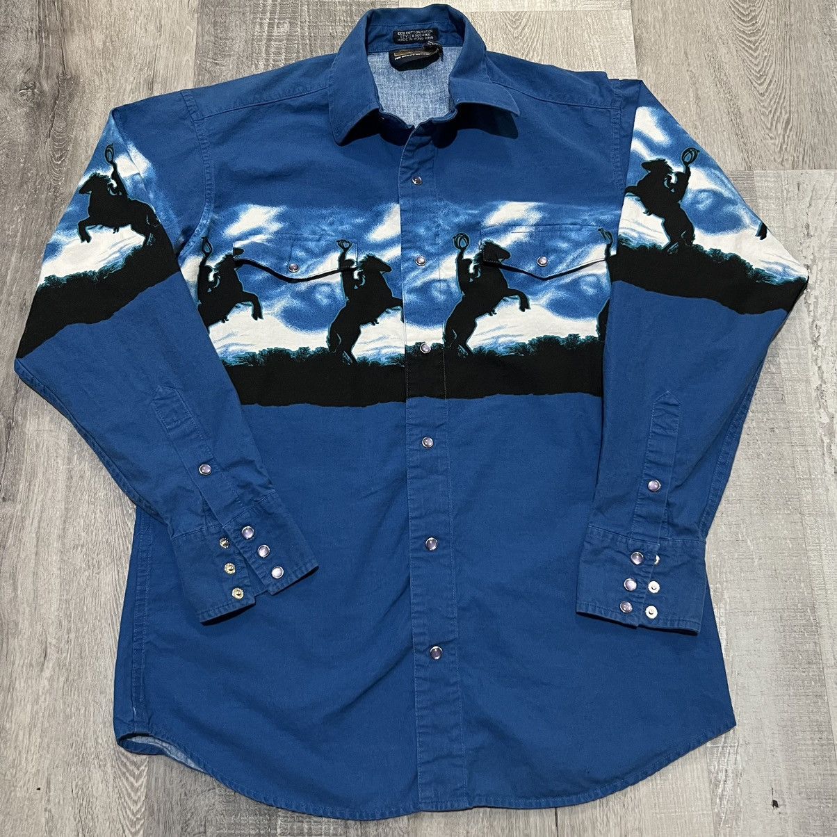 Panhandle Slim VTG Panhandle Slim Blue Western 90s Cowboy Pearl Snap ...