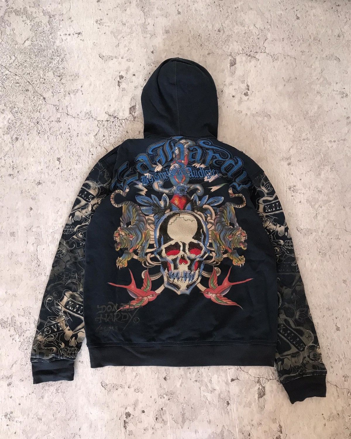 Ed Hardy × Luxury × Very Rare Vintage Ed Hardy Full Zip Hoodie Big Rare ...