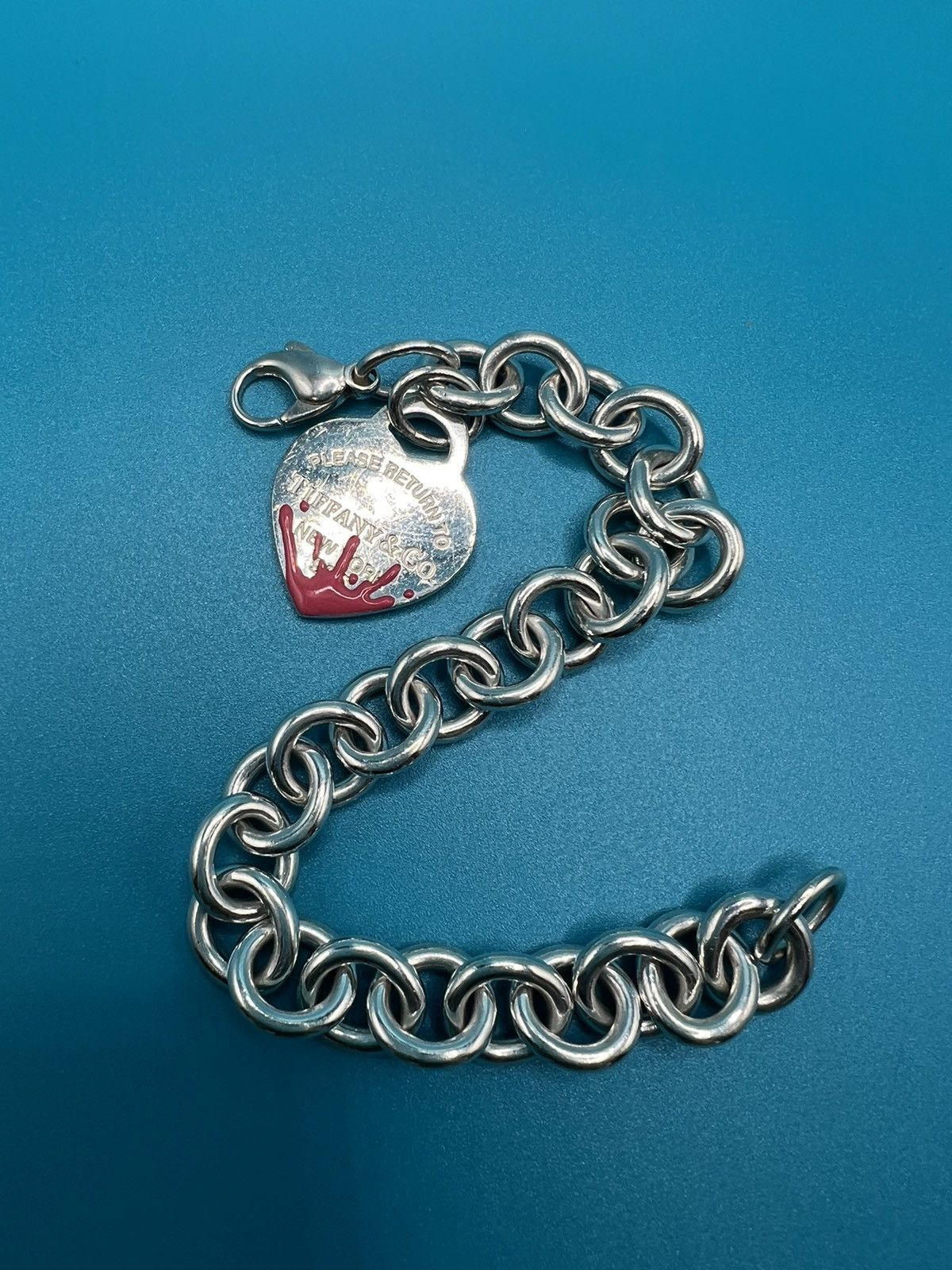 Tiffany & Co. Authentic Tiffany RTT Pink Splash Heart Tag Bracelet ...