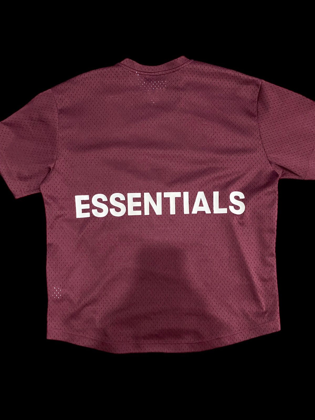 Essentials × Fear of God Fear Of God Essentials Mesh Logo Burgundy T ...