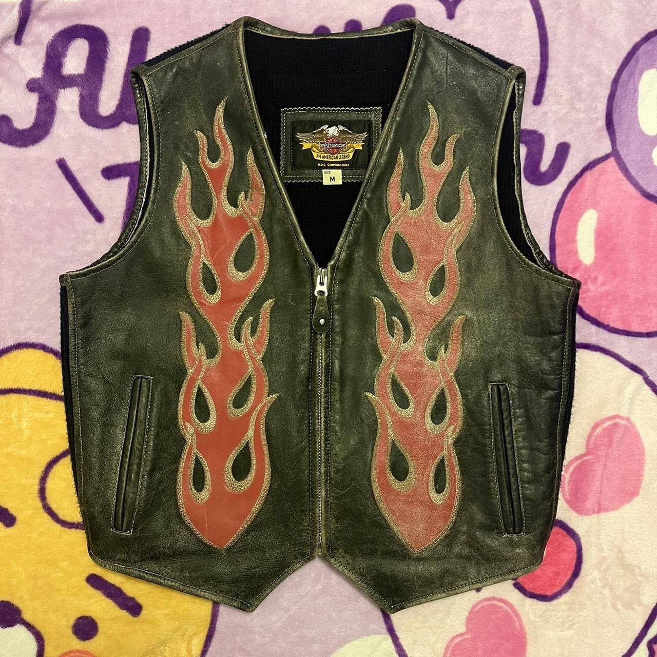 Harley Davidson Harley Davidson Flames leather Vest | Grailed