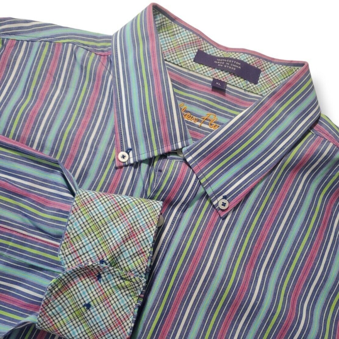 Alan Flusser Alan Flusser Men's XL, X-Large Multi-Colored Striped Flip Cu | Grailed