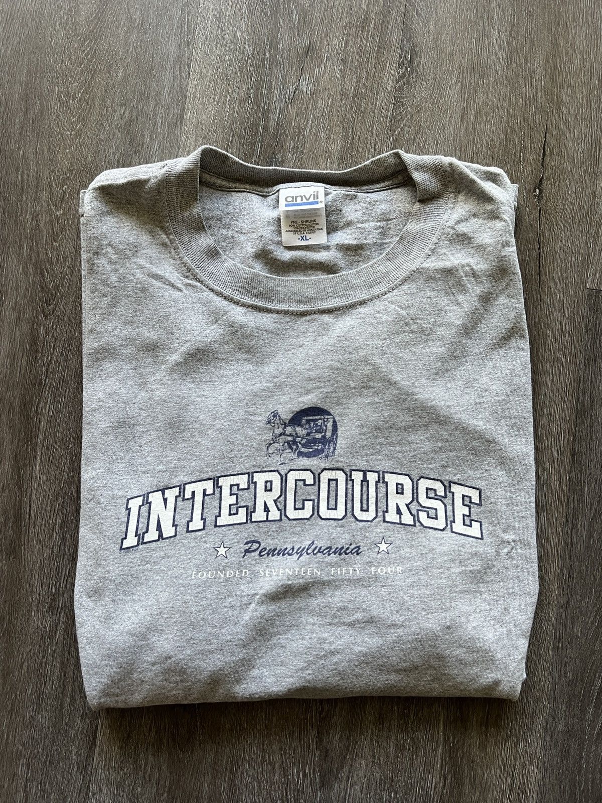 Streetwear × Vintage Vintage Pennsylvania Intercourse arc logo funny t ...