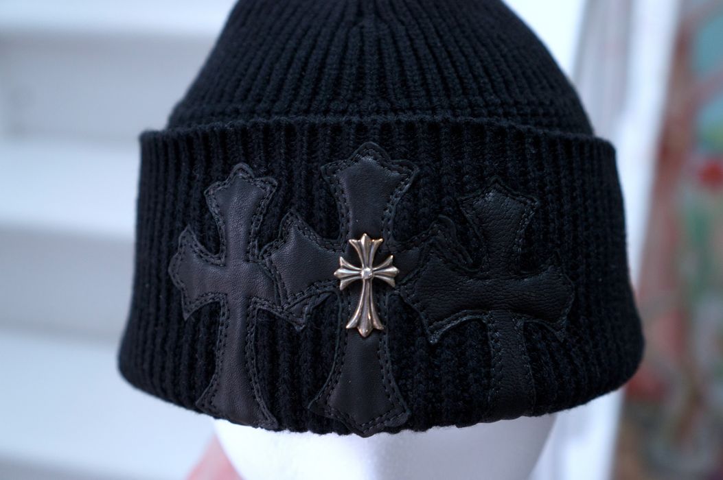 Chrome Hearts Chrome Hearts Triple Cross Leather Beanie | Grailed