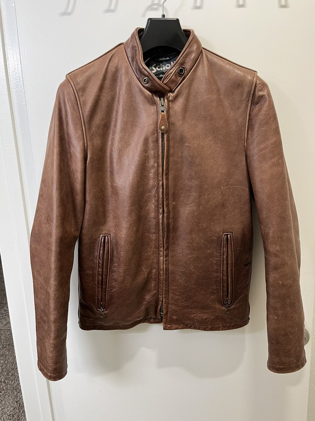 Schott Leather Cafe Racer Jacket 654VN | Grailed