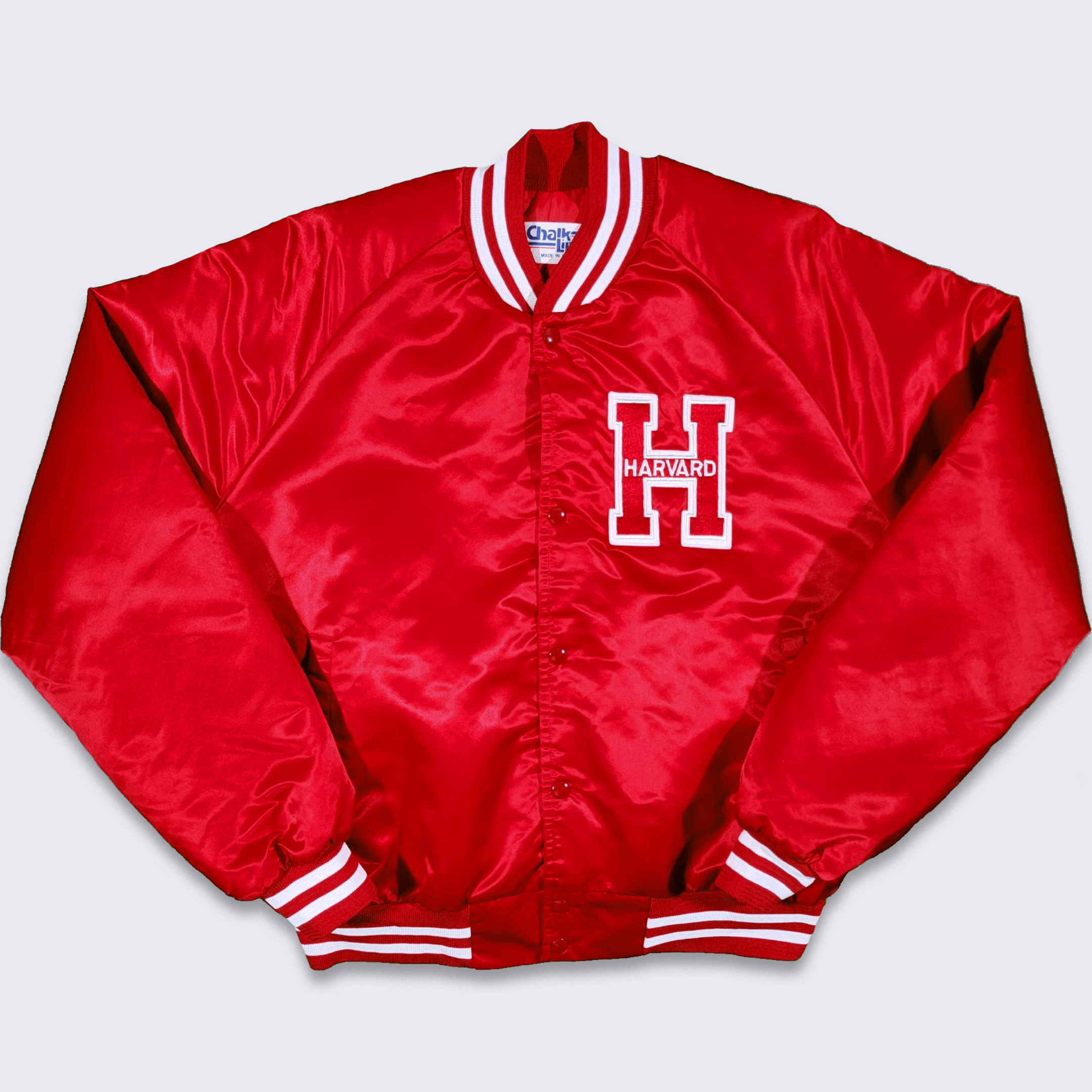 Vintage Harvard Crimson Vintage 80s Chalk Line Satin Bomber Jacket ...