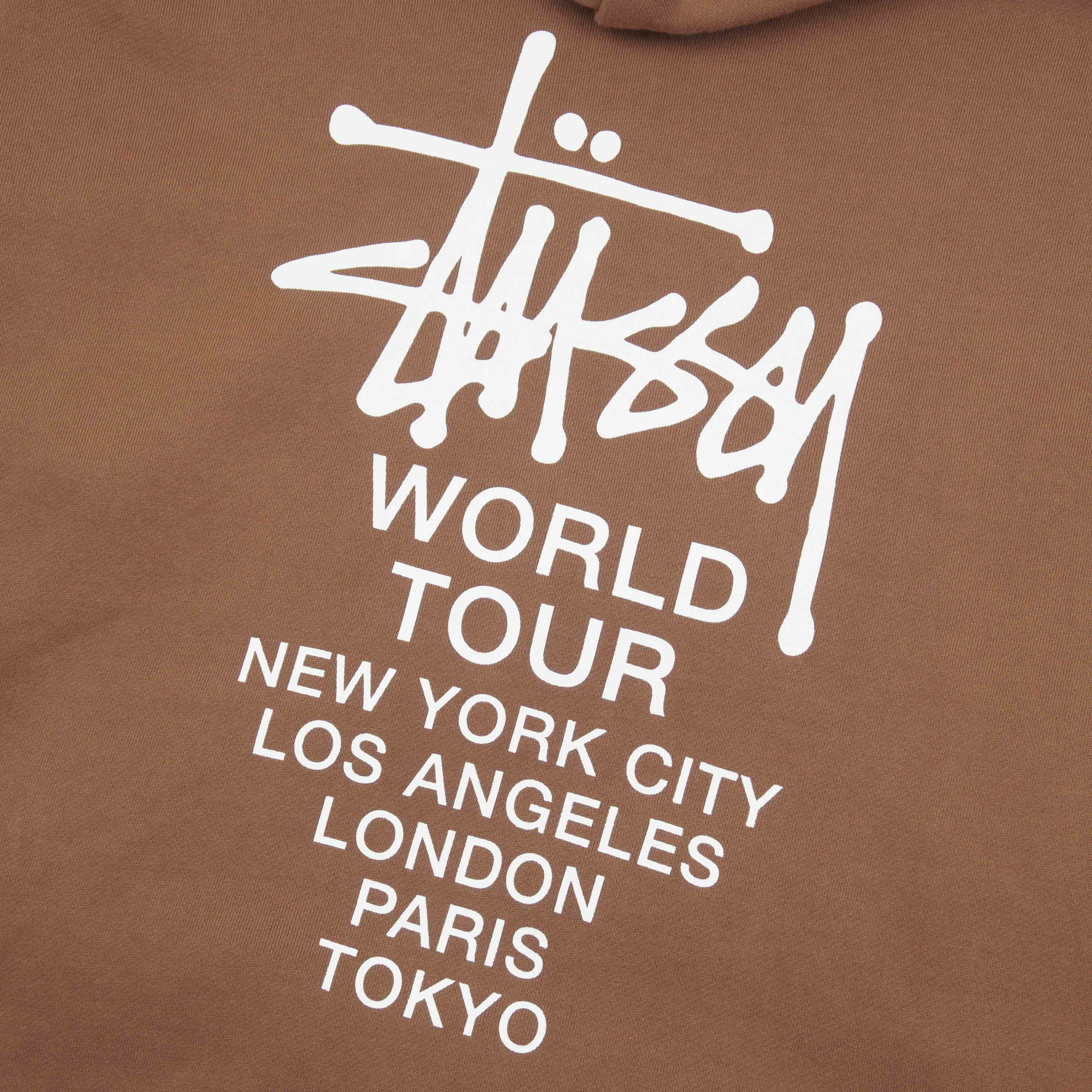 Streetwear × Stussy Rare Stussy World Tour Hoodie Caramel | Grailed