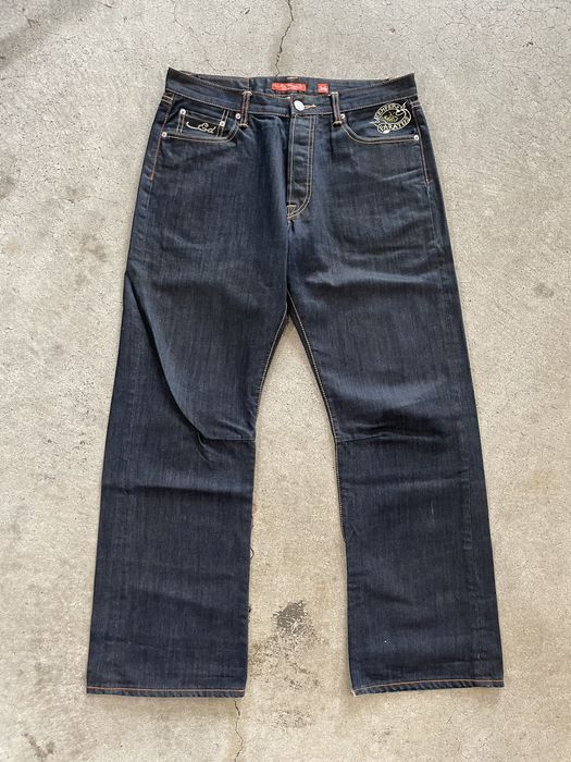 Ed Hardy Ed Hardy Rhinestones + embroidered Denim | Grailed