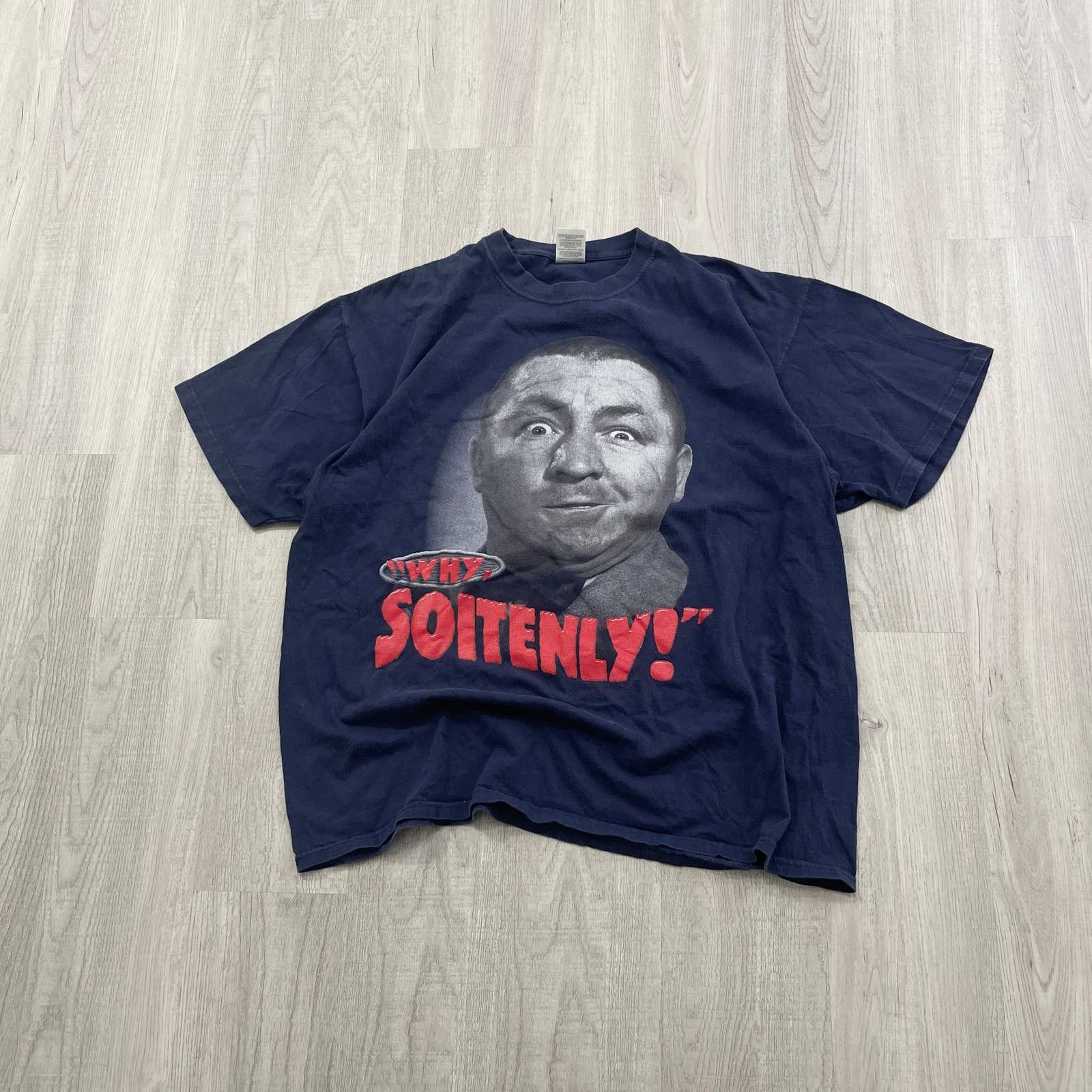 Vintage VINTAGE 90s Three Stooges Curly Joe Why Soitenly Shirt | Grailed