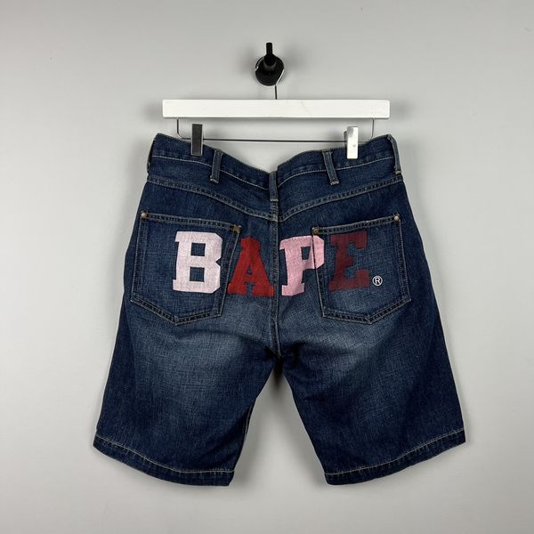 Bape Vintage OG Bape Logo Denim Shorts | Grailed