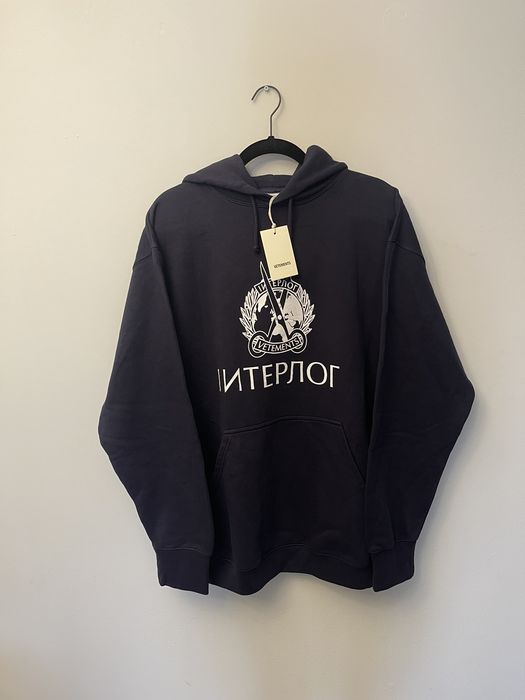 Vetements (NWT*) Vetements 19fw INTERPOL marine blue hoodie | Grailed