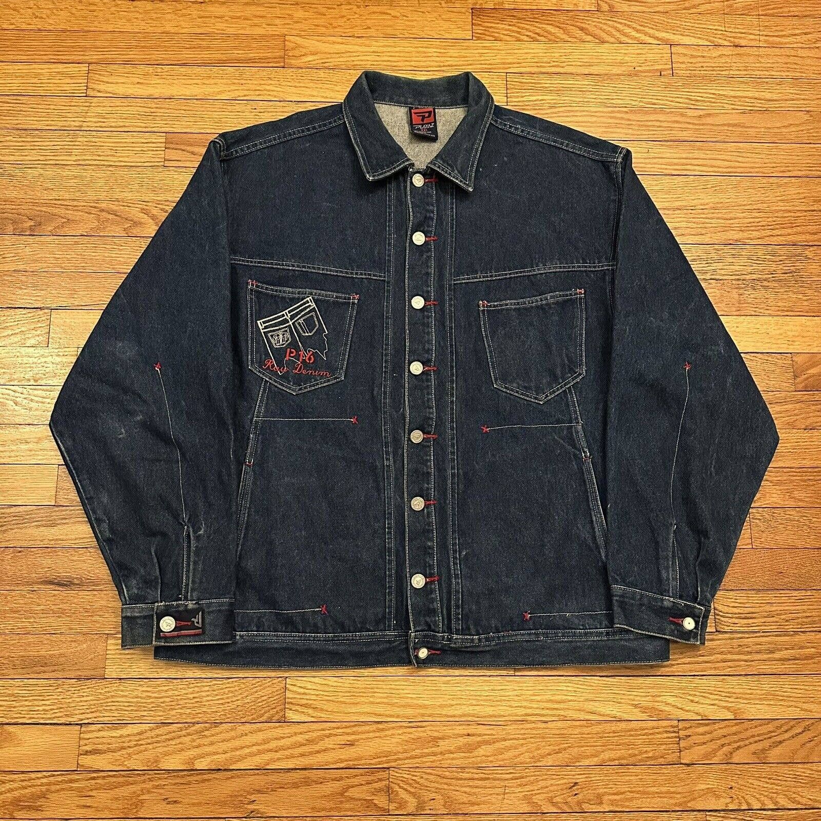 Vintage Vintage 90s Y2K Pure Playaz Embroidered Raw Denim Jacket | Grailed