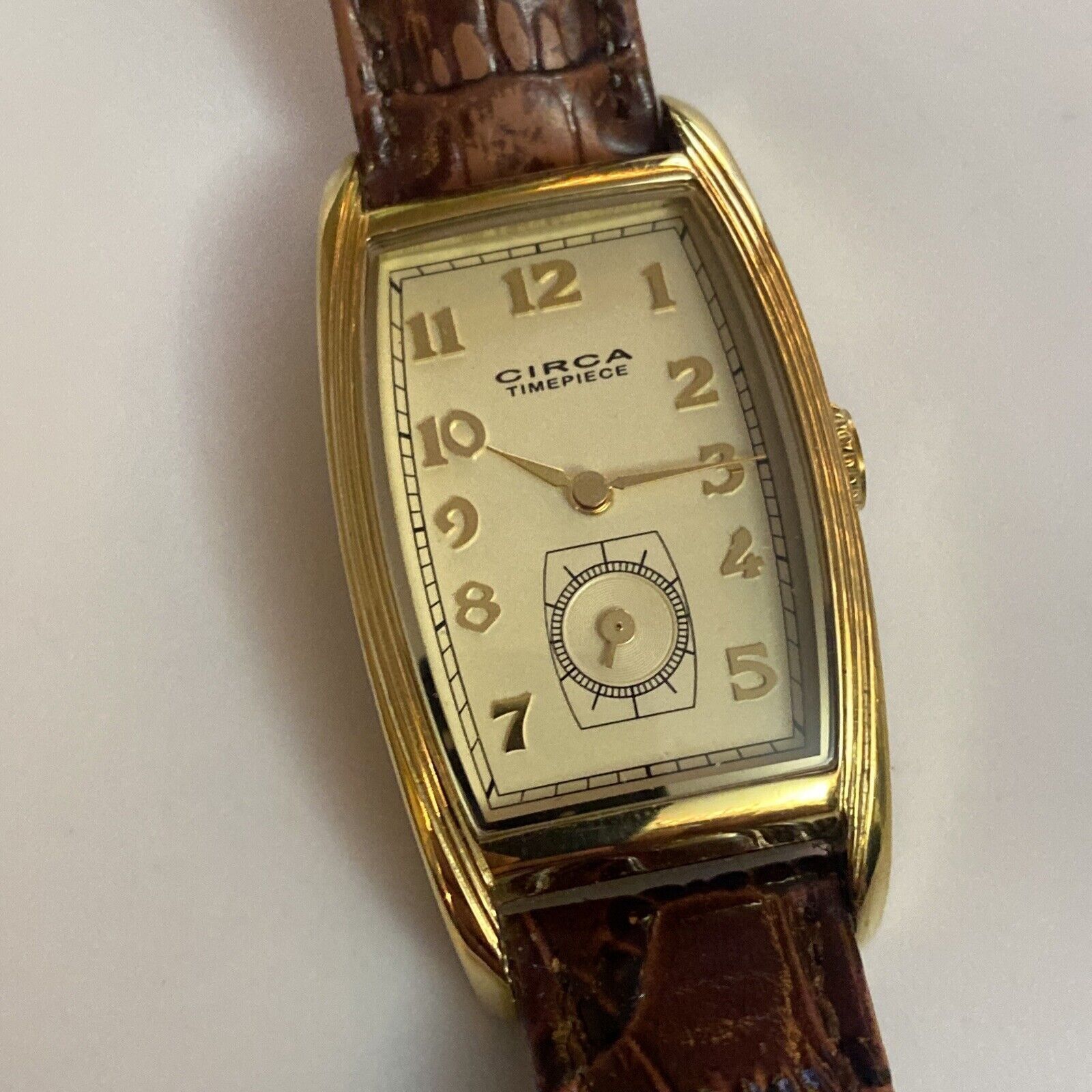 C1RCA Circa Timepiece Vintage watch original leather band Gold Pla ...