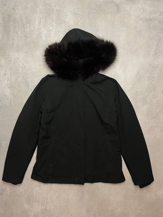 Prada Prada Gore-Tex blue fox fur trim black tab jacket | Grailed