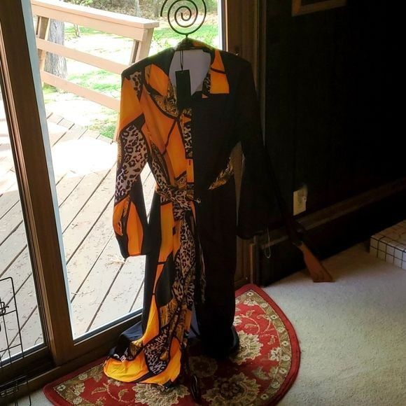 Vintage FHQ Collection Colorful Leopard Buttoned & Belted Midi Sexy ...