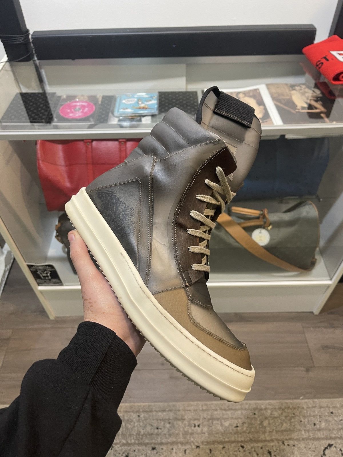 Rick Owens Rick Owens PVC TRANSPARENT BLACK/MILK Geobaskets | Grailed