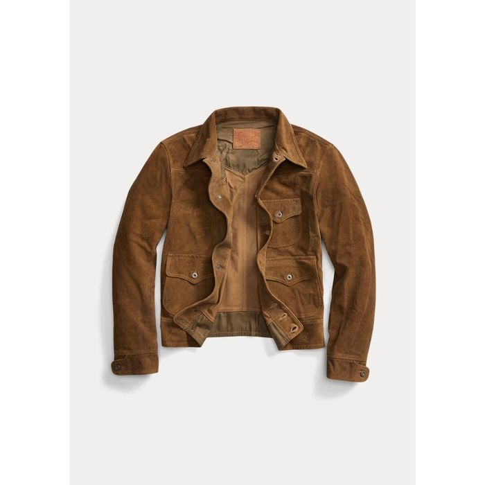 Ralph Lauren Double RL Roughout Suede Western Trucker Biker Jacket | Grailed
