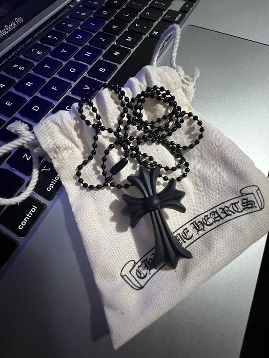 Chrome Hearts Chrome Hearts Black Silichrome Silicone Cross Chain | Grailed