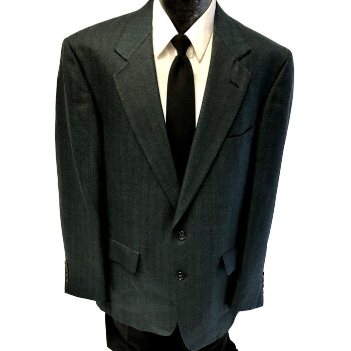 Unkwn Vtg Curlee Sport Coat Blue Green WOOL SHARKSKIN Jacket | Grailed