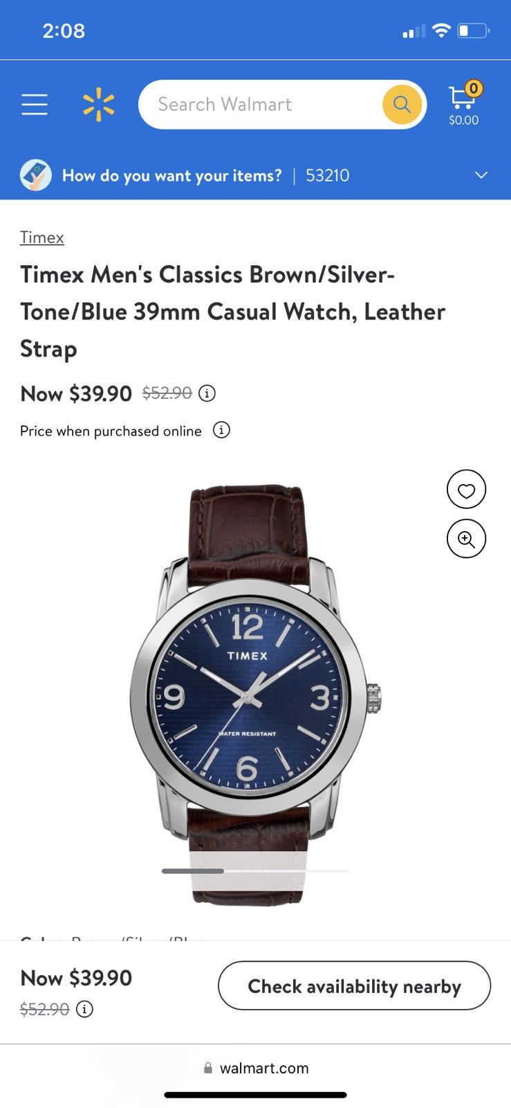 Timex Leather Brown Silver Timex Blue Face Analogue Watch | Grailed