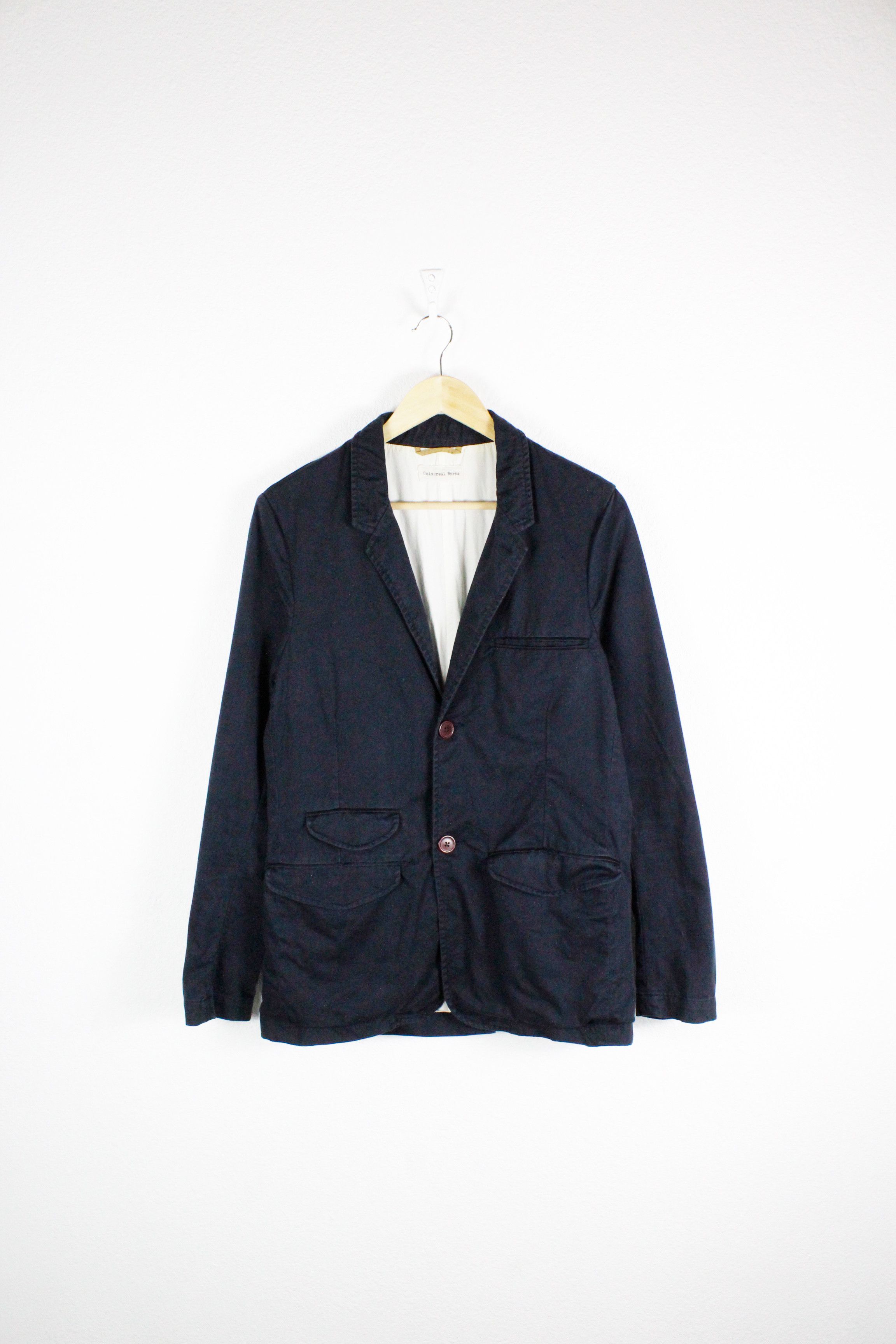 Universal Works Universal Works Navy Washed Cotton Work Blazer Jacket ...