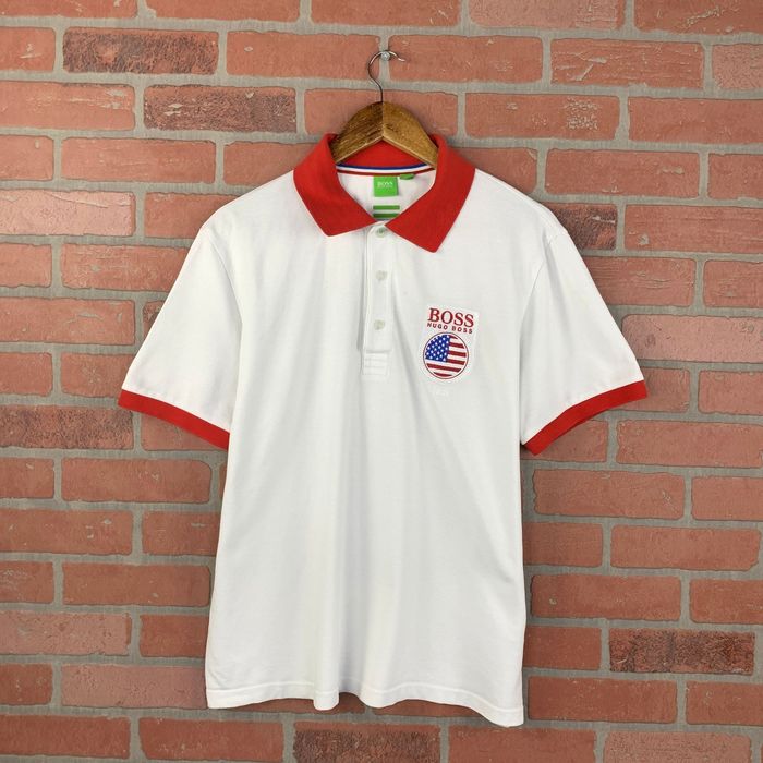Hugo Boss Hugo Boss White Embroidered USA American Flag Polo Shirt XL ...