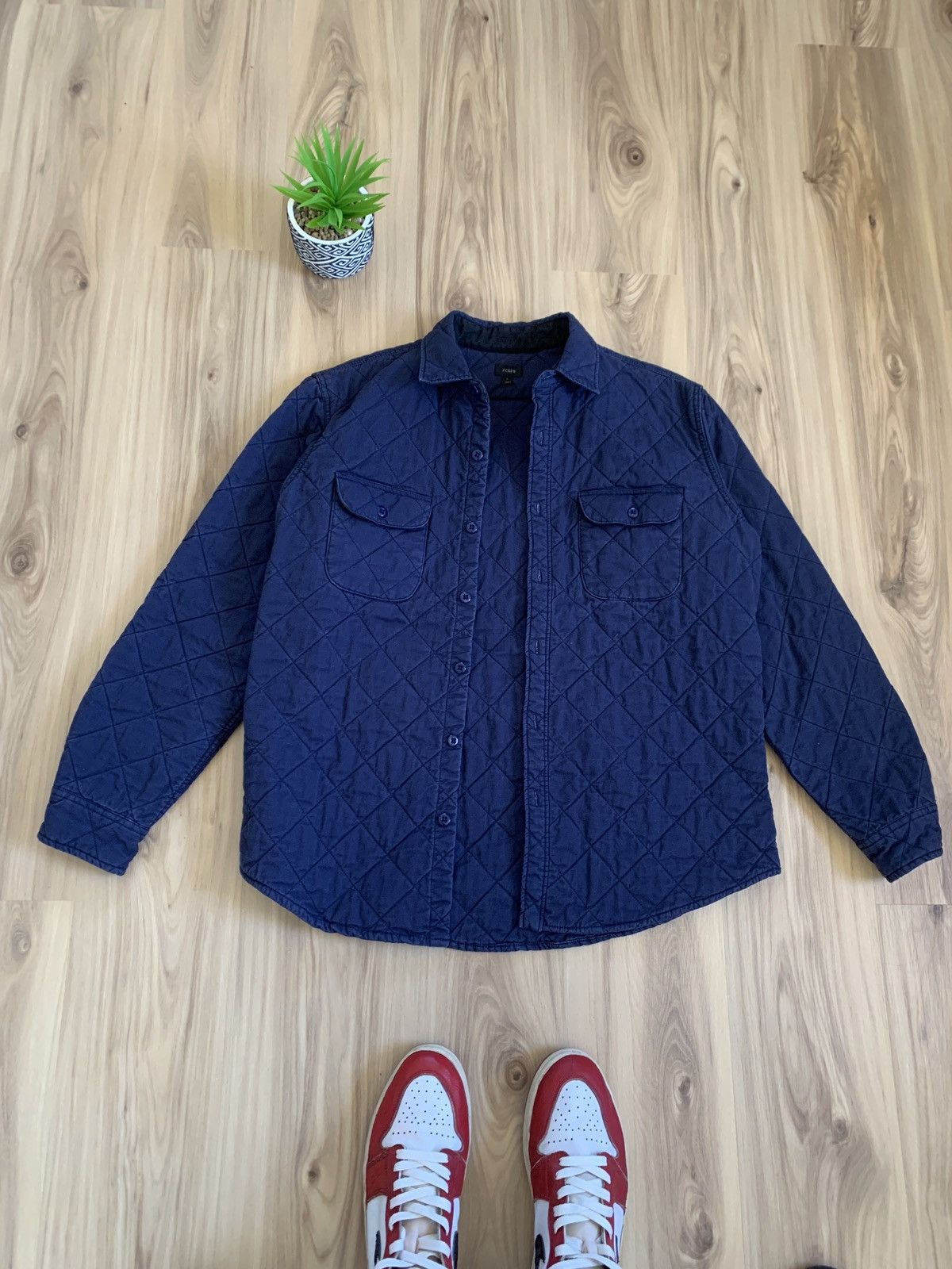 J.Crew × Streetwear × Vintage Quilted Shacket Navy Blue | Grailed